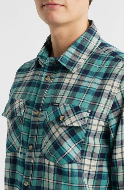 DARK SEAS Tanglewood Plaid Flannel Button-up Shirt - White/blue