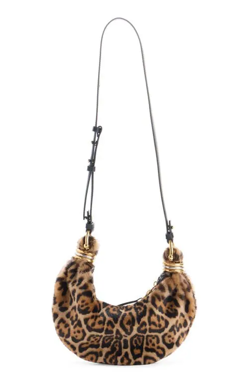 Chloé Mini Leopard Print Genuine Shearling Hobo Bag
