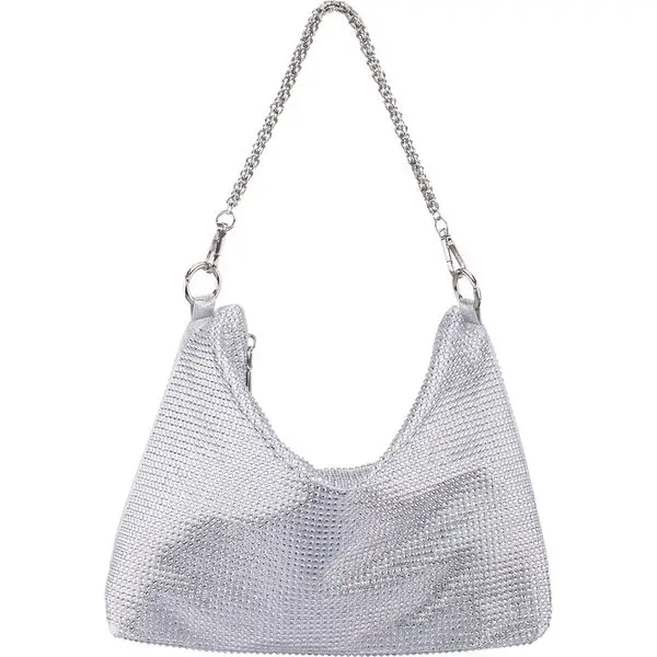 Nina Soho Rhinestone Shoulder Bag - Silver