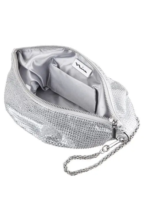 Nina Soho Rhinestone Shoulder Bag - Silver