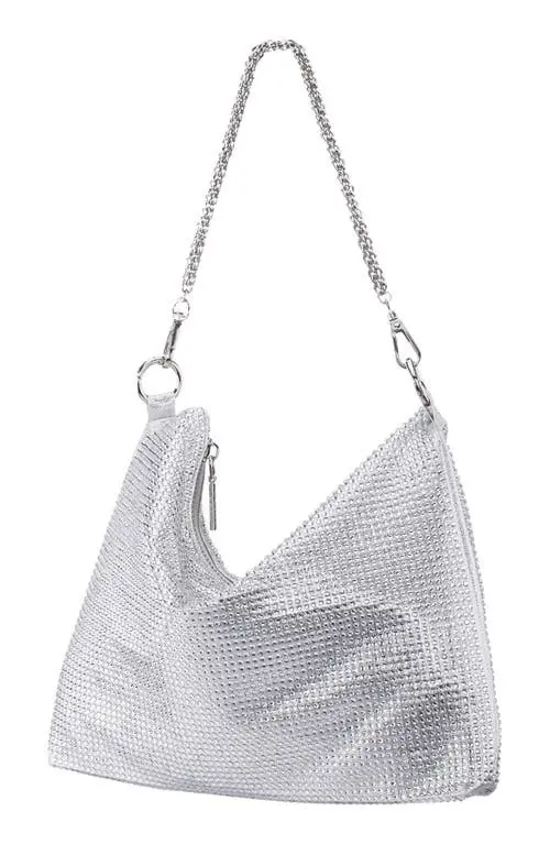 Nina Soho Rhinestone Shoulder Bag - Silver