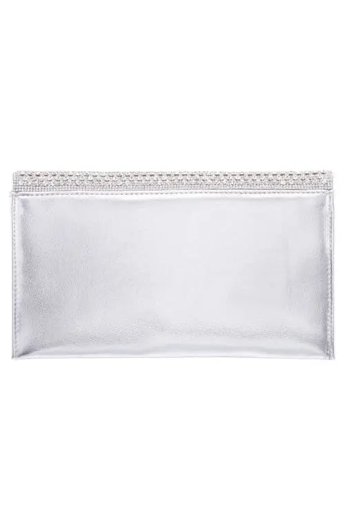 Nina Rhinestone Embellished Clutch - Silver