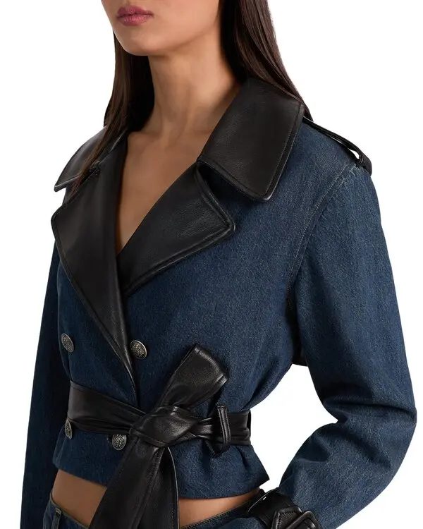 Alice + Olivia Cropped Denim Trench Jacket