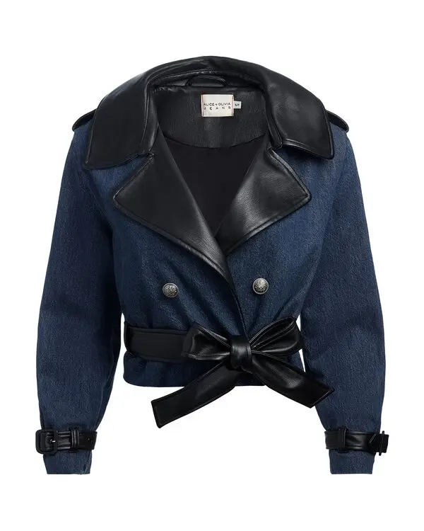 Alice + Olivia Cropped Denim Trench Jacket