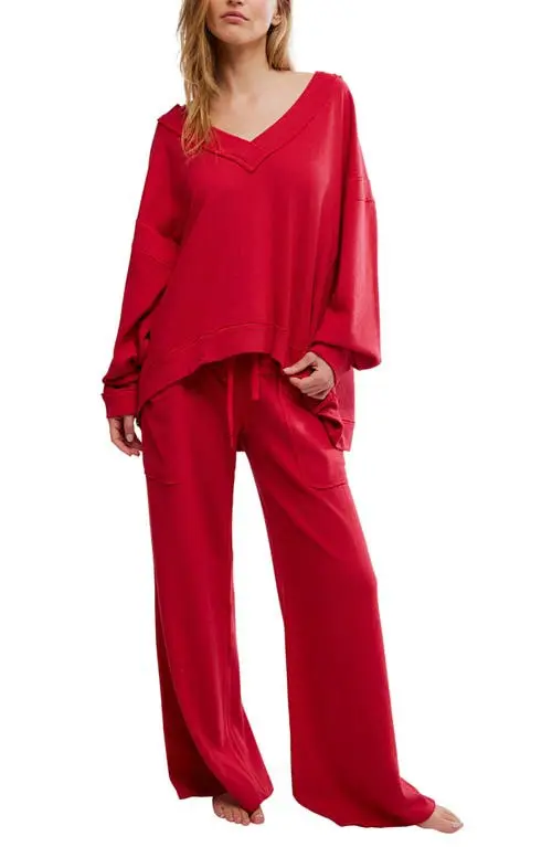 Free People Intimately Fp Staycation Pullover - Deep Cherry