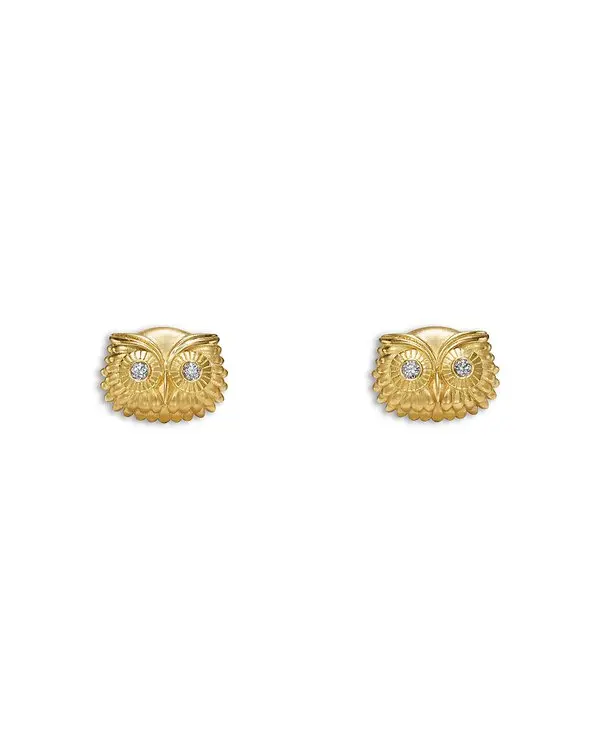 Temple St. Clair Athena Owl Stud Earrings - Gold