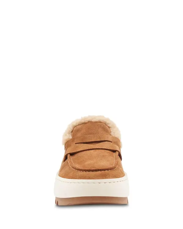 Aquatalia Amata Shearling Mules - Camel