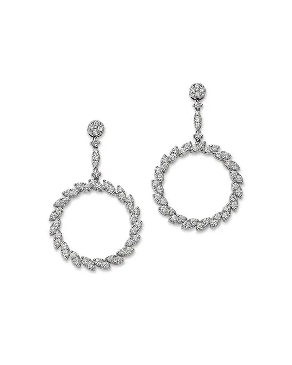 Roberto Coin 18k Diamond Circle Drop Earrings - White Gold
