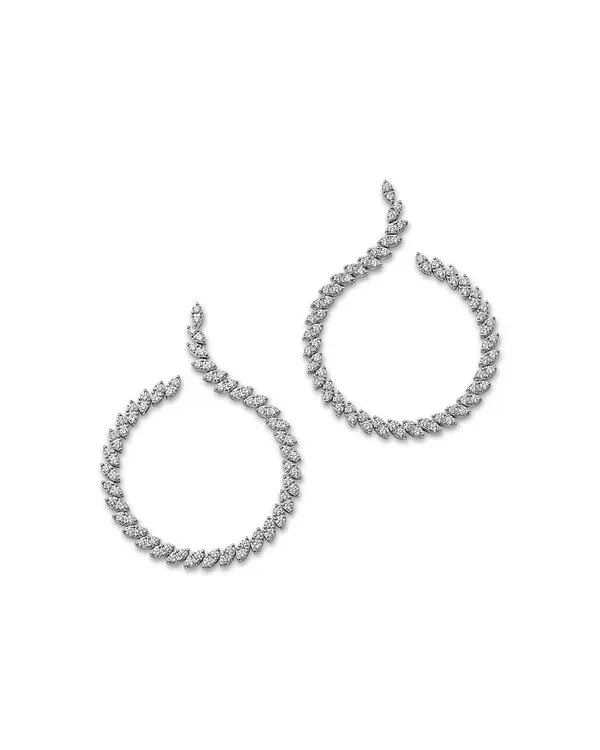 Roberto Coin 18k Diamond Swirl Drop Earrings - White Gold