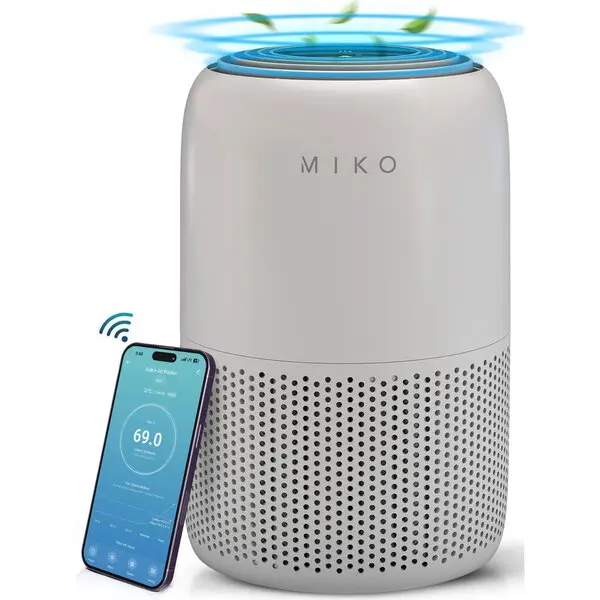 MIKO Smart True Hepa Air Purifier With App Controlcovers Up To 770 Sq. Ft - Grey
