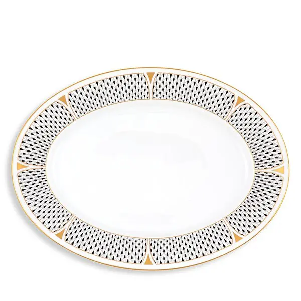 HEREND Porcelain Oval Platter - Black