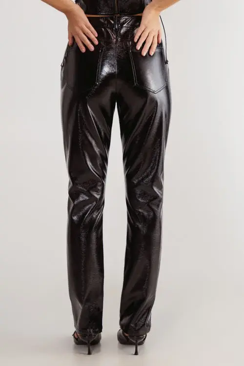 Nasty Gal High Waisted Distressed Vinyl Trousers