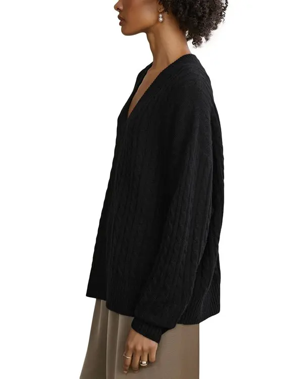Jenni Kayne Nell V-neck Wool Cashmere Sweater - Black