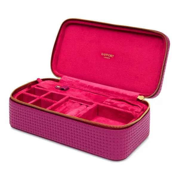 RAPPORT LONDON Charlotte Leather Jewelry Case - Dark Pink