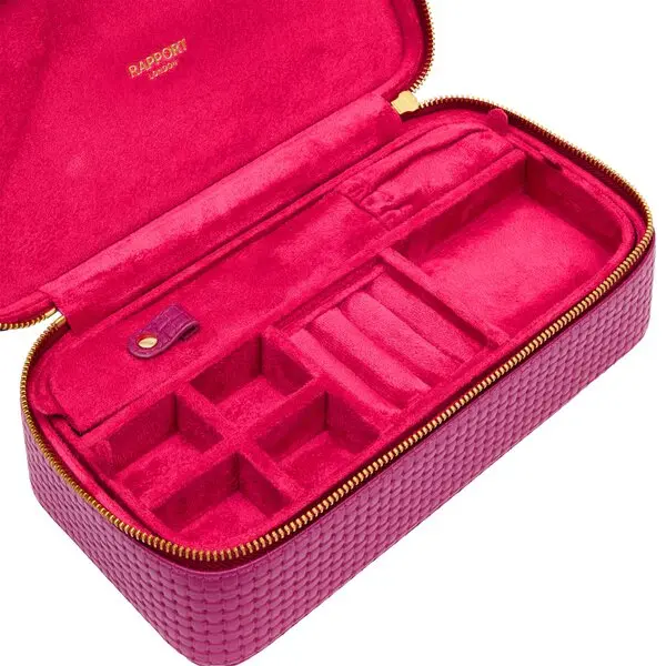 RAPPORT LONDON Charlotte Leather Jewelry Case - Dark Pink
