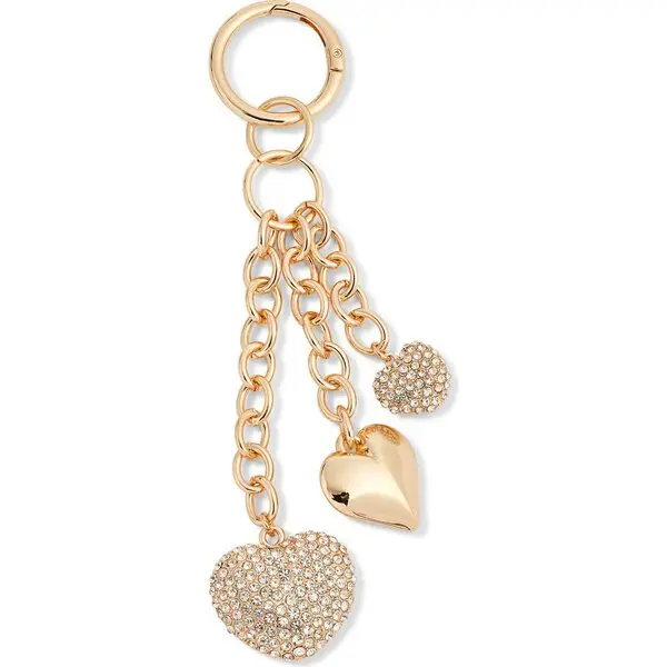 Chelsea28 Crystal Heart Bag Charm - Clear- Gold