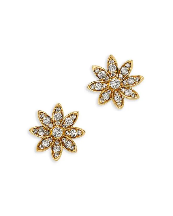 Bloomingdale'S 14k Yellow 0.78 Tcw Champagne Diamond Starburst Flower Stud Earrings - Gold