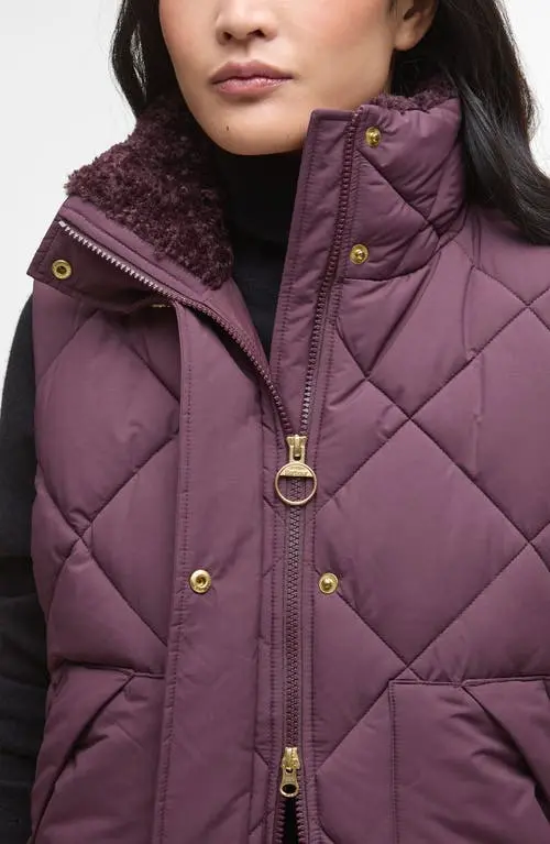 Barbour Diamond Quilted Puffer Vest - Black Cherry/muted Tartan