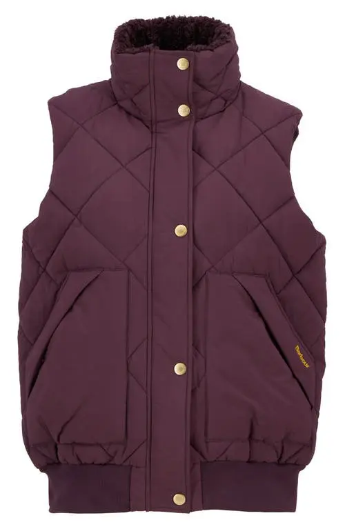 Barbour Diamond Quilted Puffer Vest - Black Cherry/muted Tartan