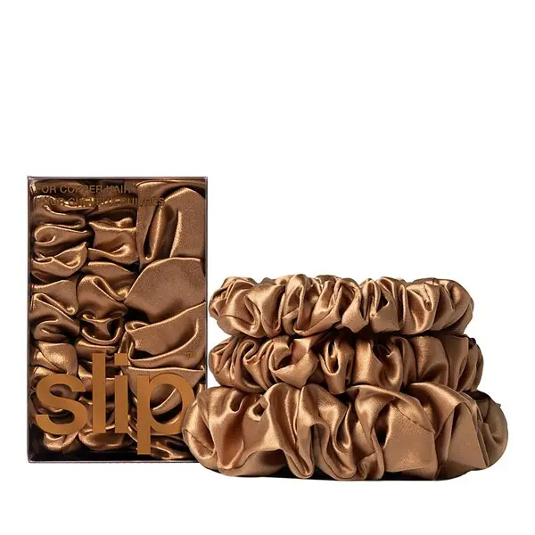 Slip Pure Silk Back To Basics Scrunchies Set Of 3 - Copper