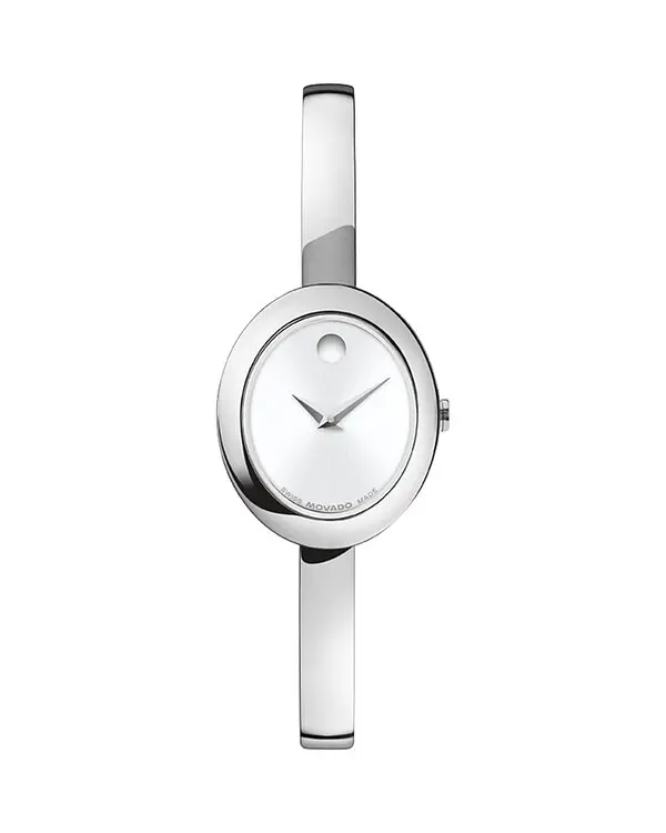 Movado Museum Bangle Oval Watch - White/silver