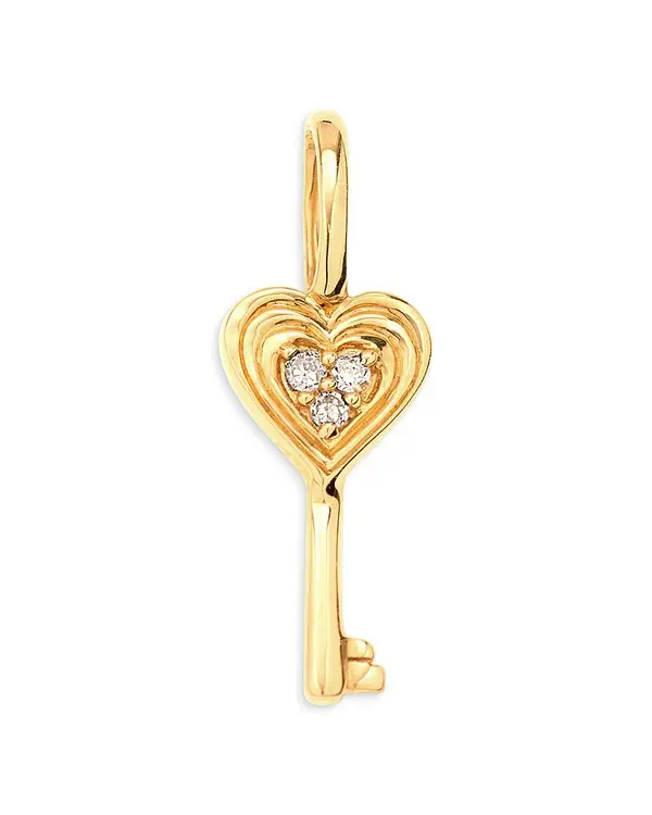 Adina Reyter 9k Yellow Diamond Key Padlock Mini Charm Pendant - Gold