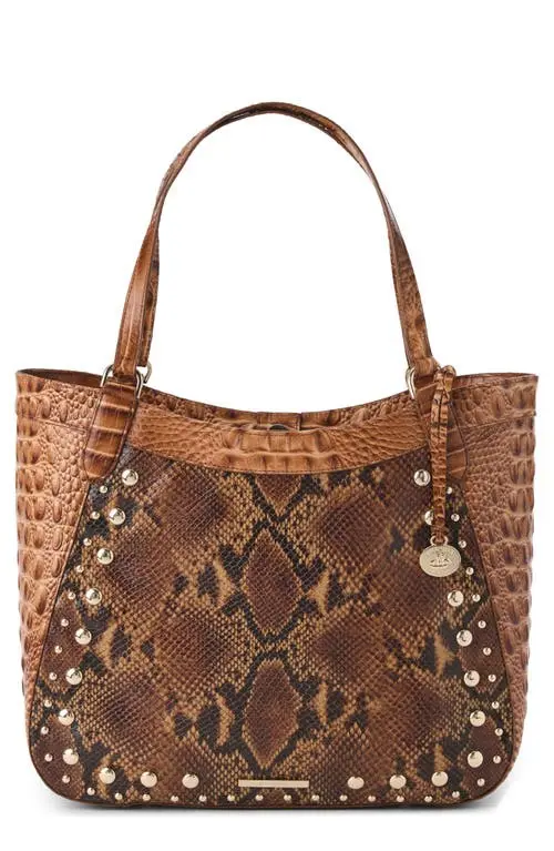Brahmin Aliza Croc Embossed Leather Tote - Cinnamon Crocodile