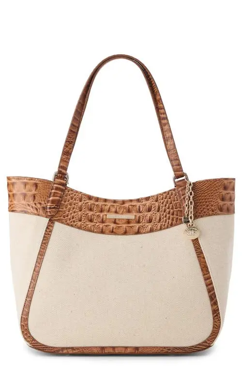 Brahmin Aliza Croc Embossed Leather Tote - Cinnamon