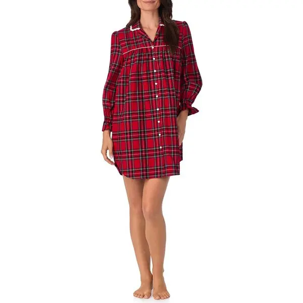 LANZ OF SALZBURG Flannel Nightgown - Redplaid