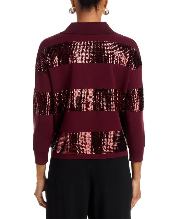 Essentiel Antwerp Sequin Stripe Polo Sweater