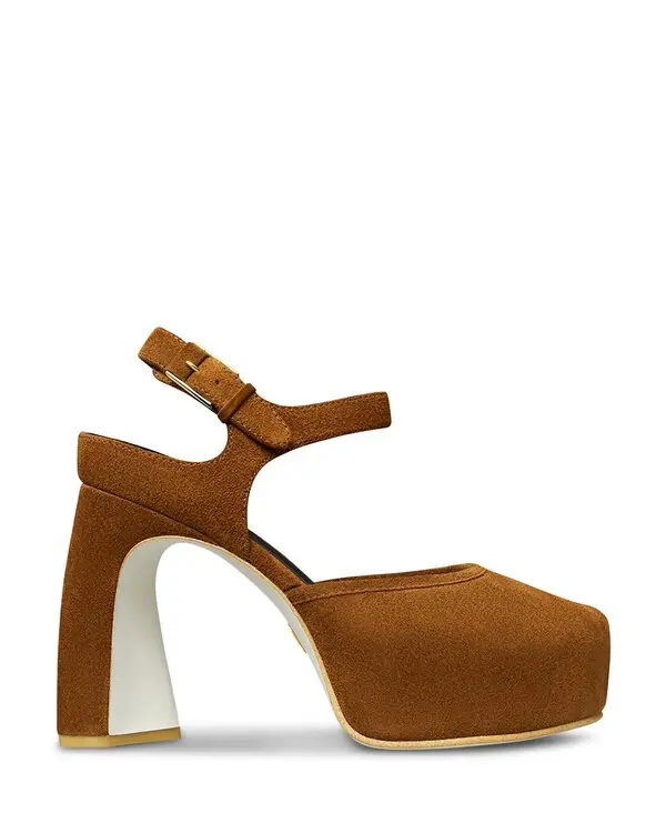 Tory Burch Peep Toe Platform Pumps - Cognac Brown