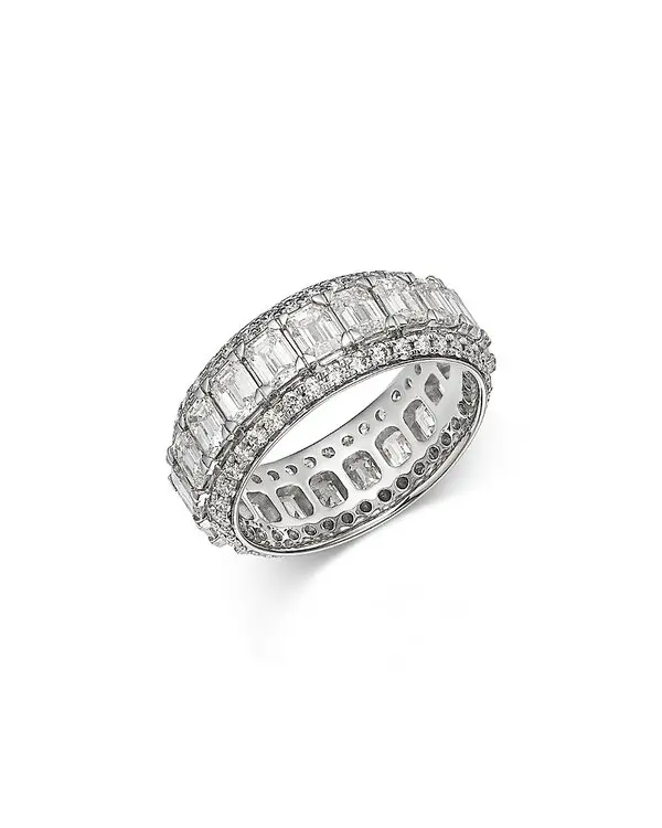 Bloomingdale'S Diamond And Emerald Eternity Band In Platinum 5.04 Tcw - White