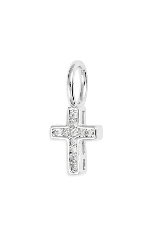 THE SIS KISS Crystal Cross Charm - Silver