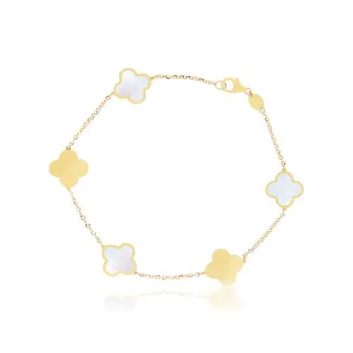 THE LOVERY FINE JEWELRY Clover Bracelet - Mother Of Pearl And Gold
