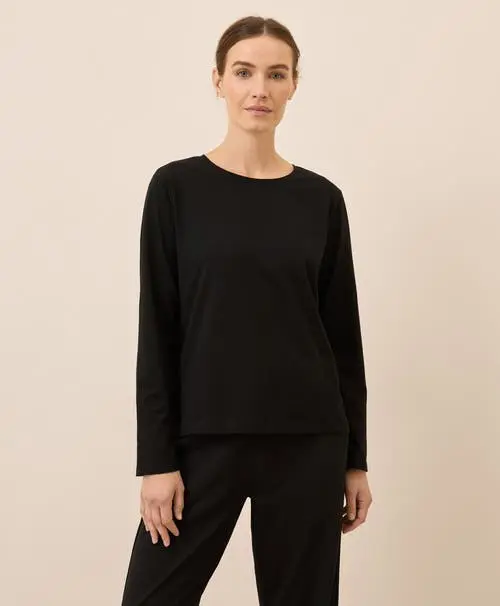 PACT Organic Cotton Cool Stretch Relaxed Sleep Shirt - Black
