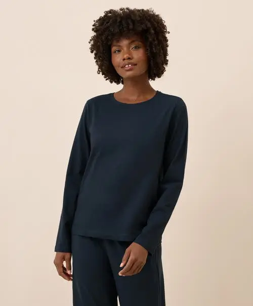 PACT Organic Cotton Cool Stretch Relaxed Sleep Shirt - Midnight Blue