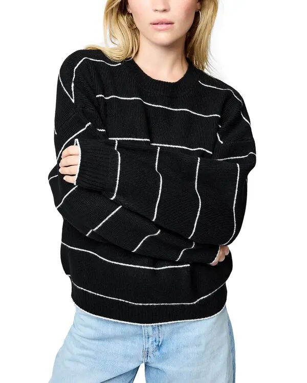 French Connection Riddley Crewneck Sweater - Black/porcelain Cream