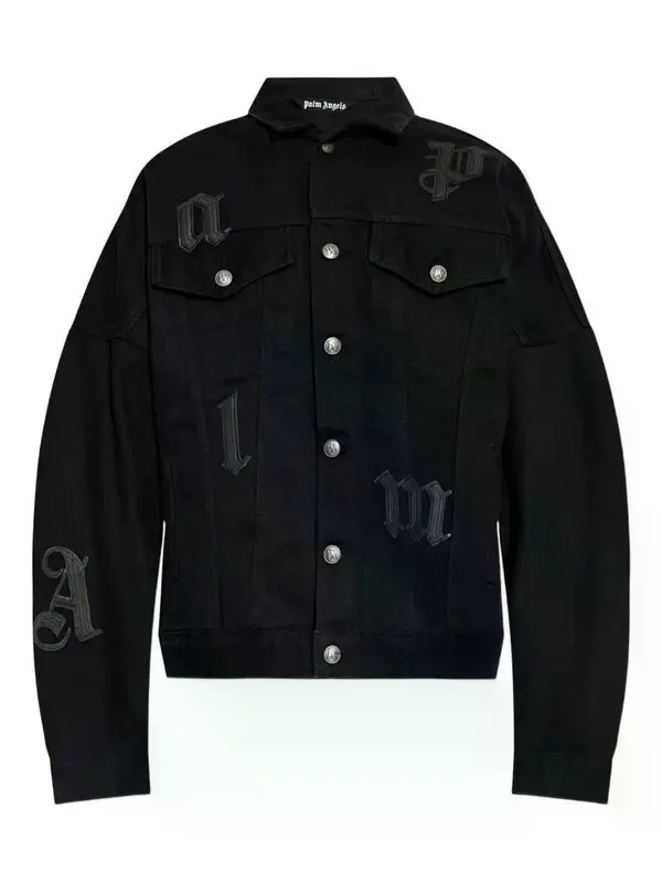 Palm Angels Appliqué Buttoned Denim Jacket - Black