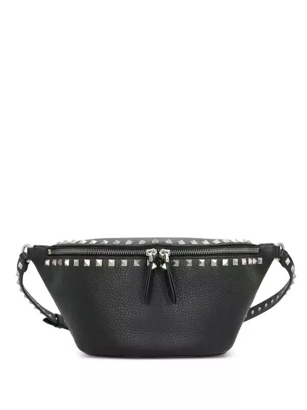 Valentino Garavani Pebbled Leather Belt Bag With Studs - Black