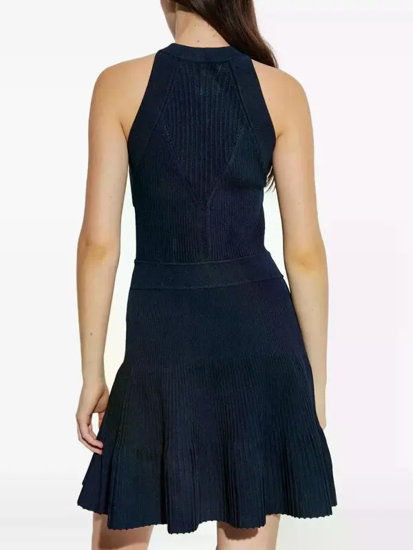 Balmain Ribbed Halter Mini Dress - Blue
