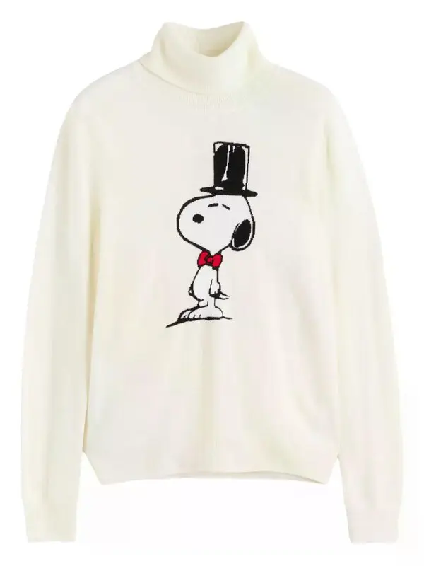Chinti & Parker Snoopy Motif Roll Neck Sweater - Neutrals