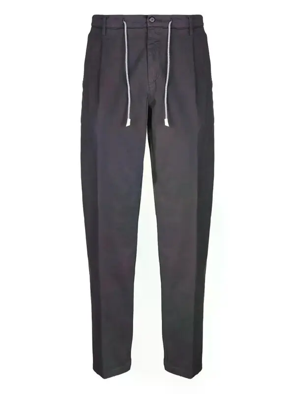 Eleventy Pleated Drawstring Tapered Trousers - Black