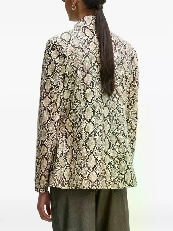 RÉSUMÉ Snakeskin-print Zip-up Bomber Jacket
