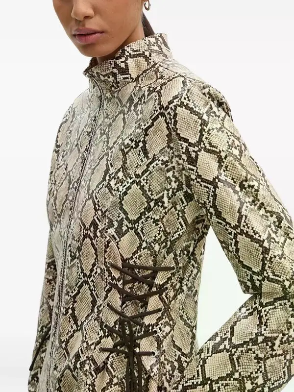 RÉSUMÉ Snakeskin-print Zip-up Bomber Jacket
