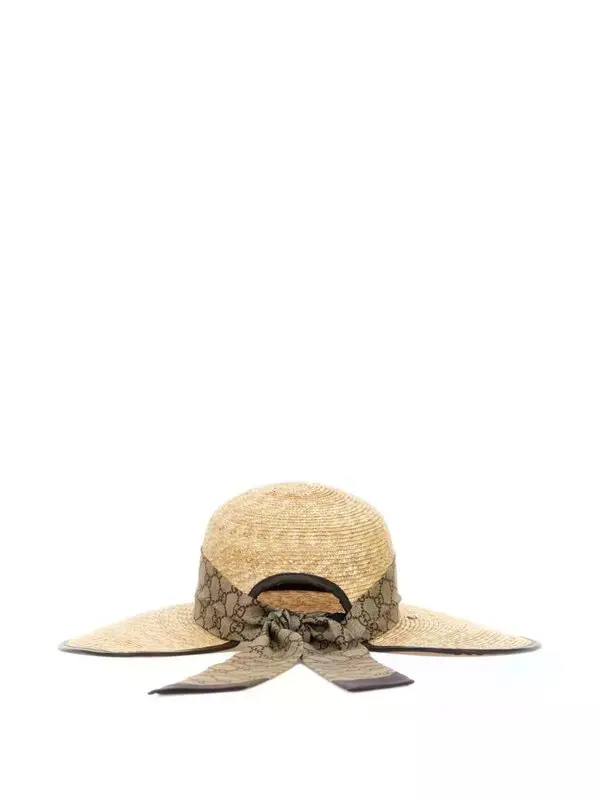 Gucci Raffia Hat With Monogram Ribbon - Neutrals | Editorialist display picture 1
