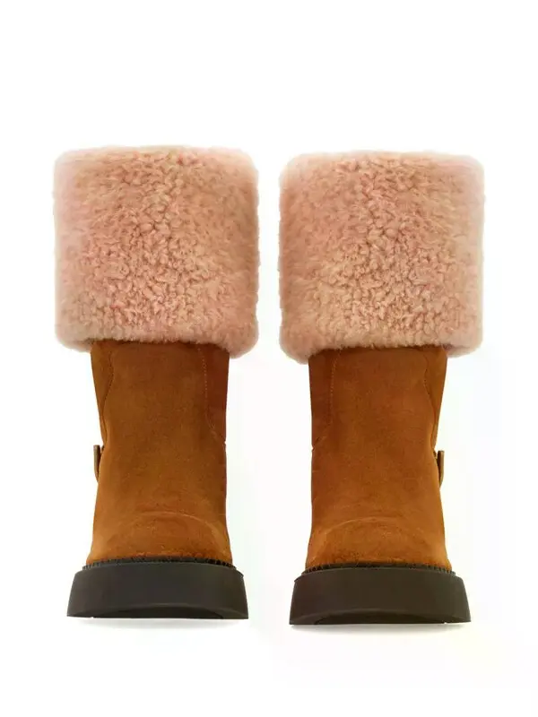 FERRAGAMO Shearling Buckle Ankle Boots