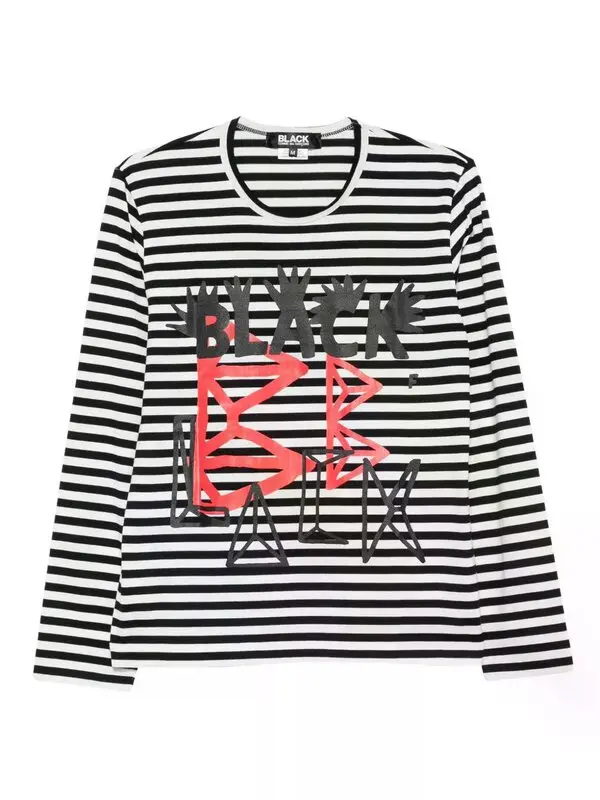 BLACK COMME DES GARÇONS Striped Graphic-print T-shirt - Black