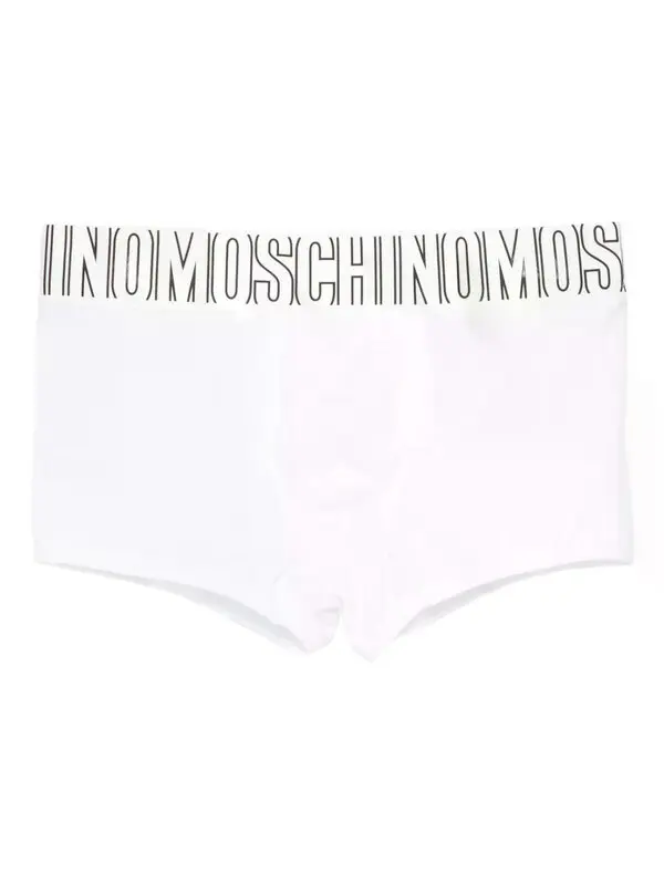 Moschino Logo Waistband Swim Trunks - White