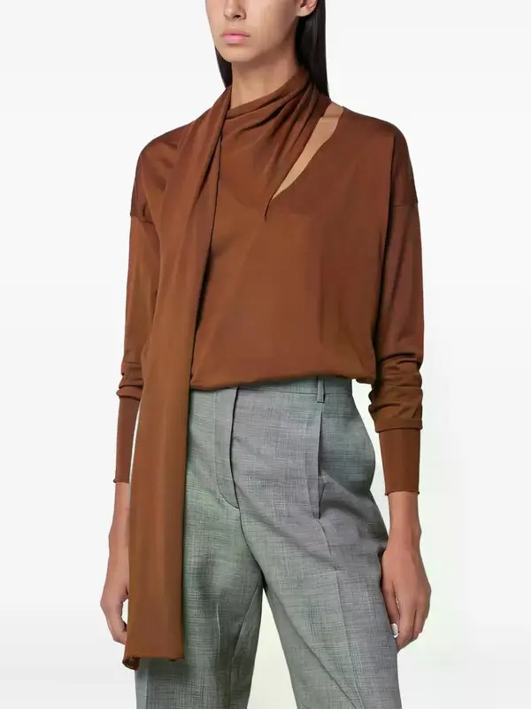 ROBERTO COLLINA Scarf-detail V-neck Blouse