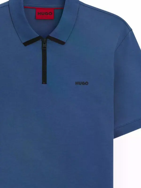 Hugo Zip-up Polo Shirt - Blue